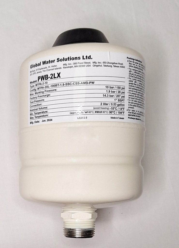 Pressure tank GWS vertical 1"bsp port mounted 2l